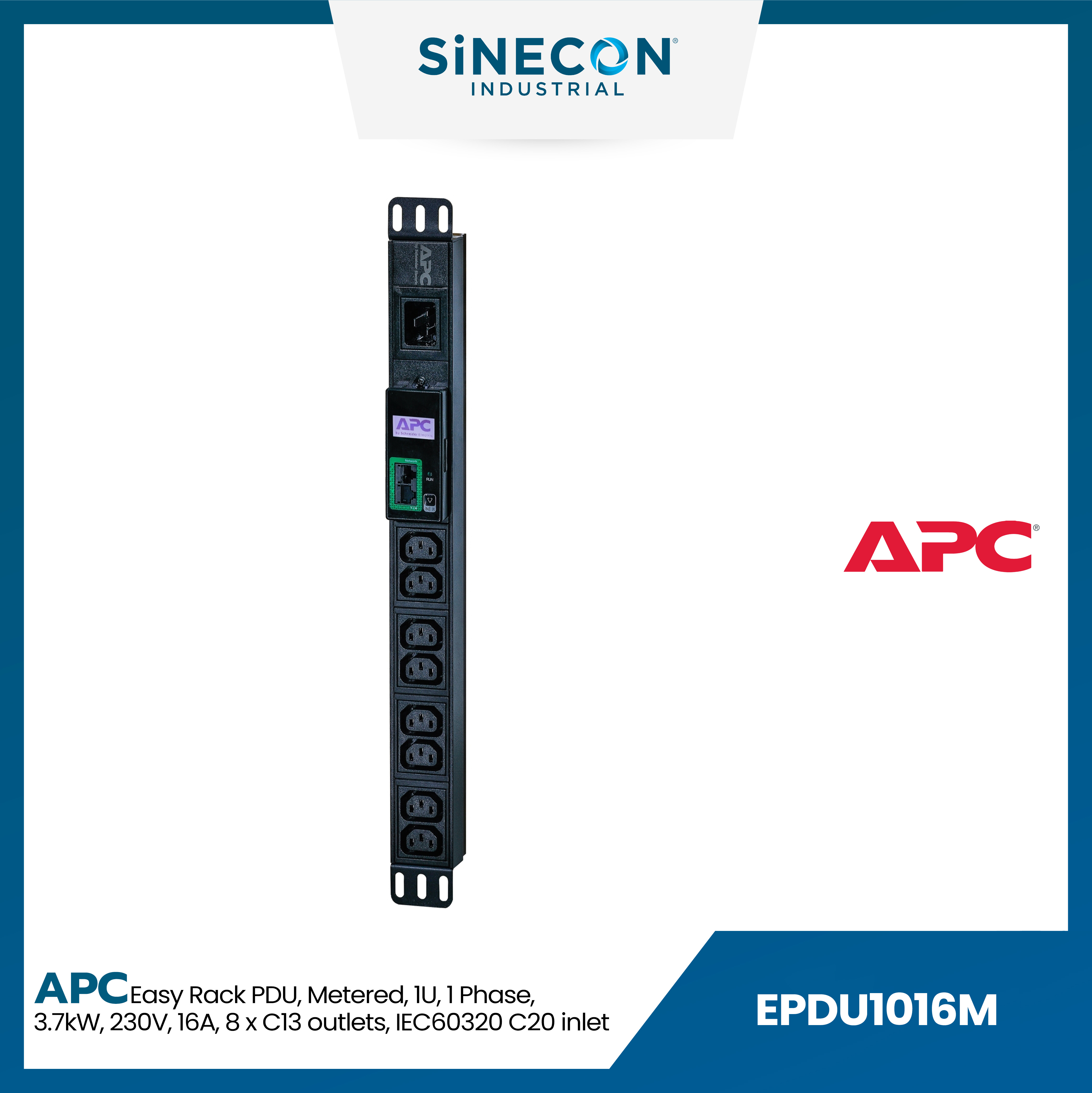 APC | EPDU1016M Easy PDU, Metered, 1U, 16A, 230V, (8)C13 - Sinecon ศูนย์รวมสินค้าไอทีและ ...