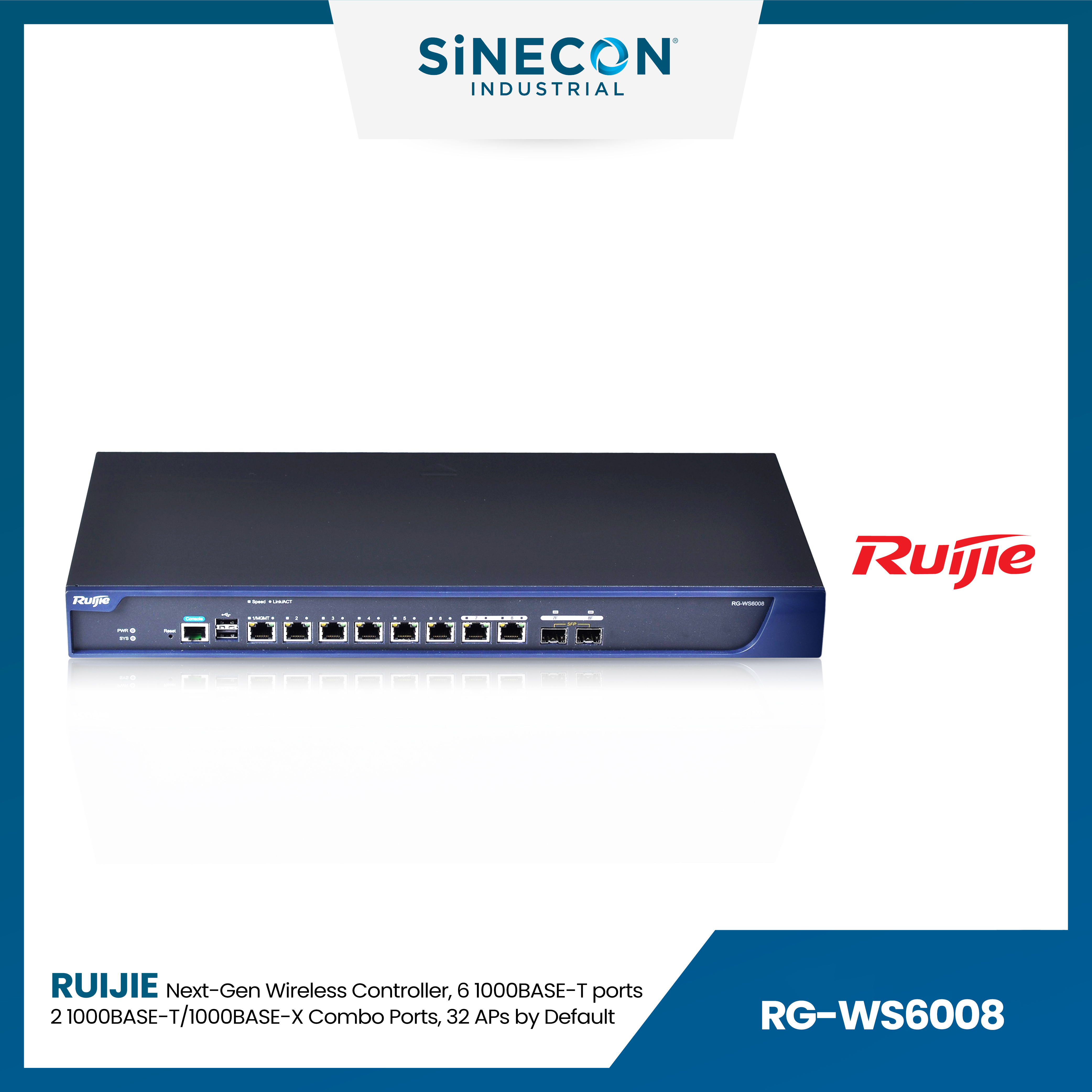 Ruijie | Next-Gen Wireless Controller, 6 1000BASE-T ports (RG-WS6008 ...