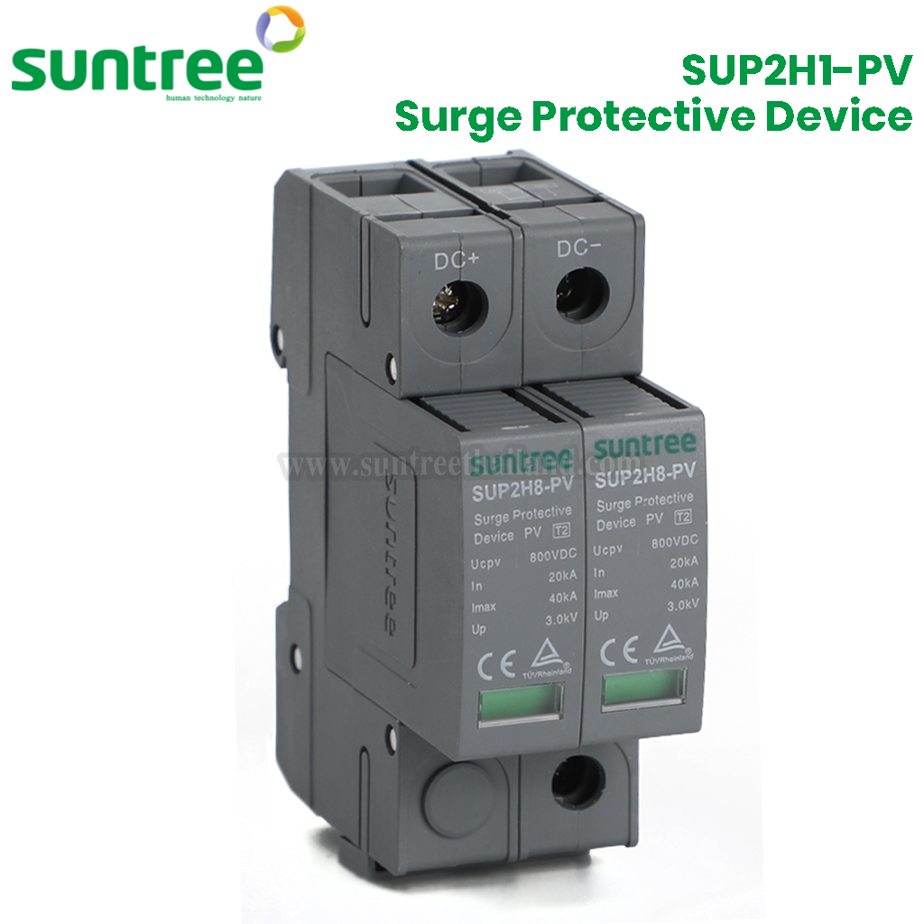 Suntree SUP2H1-PV DC Surge Protective Device 2P 800V DC 20-40KA SPD สีเทา อุปกรณ์ป้องกันฟ้าผ่า ...