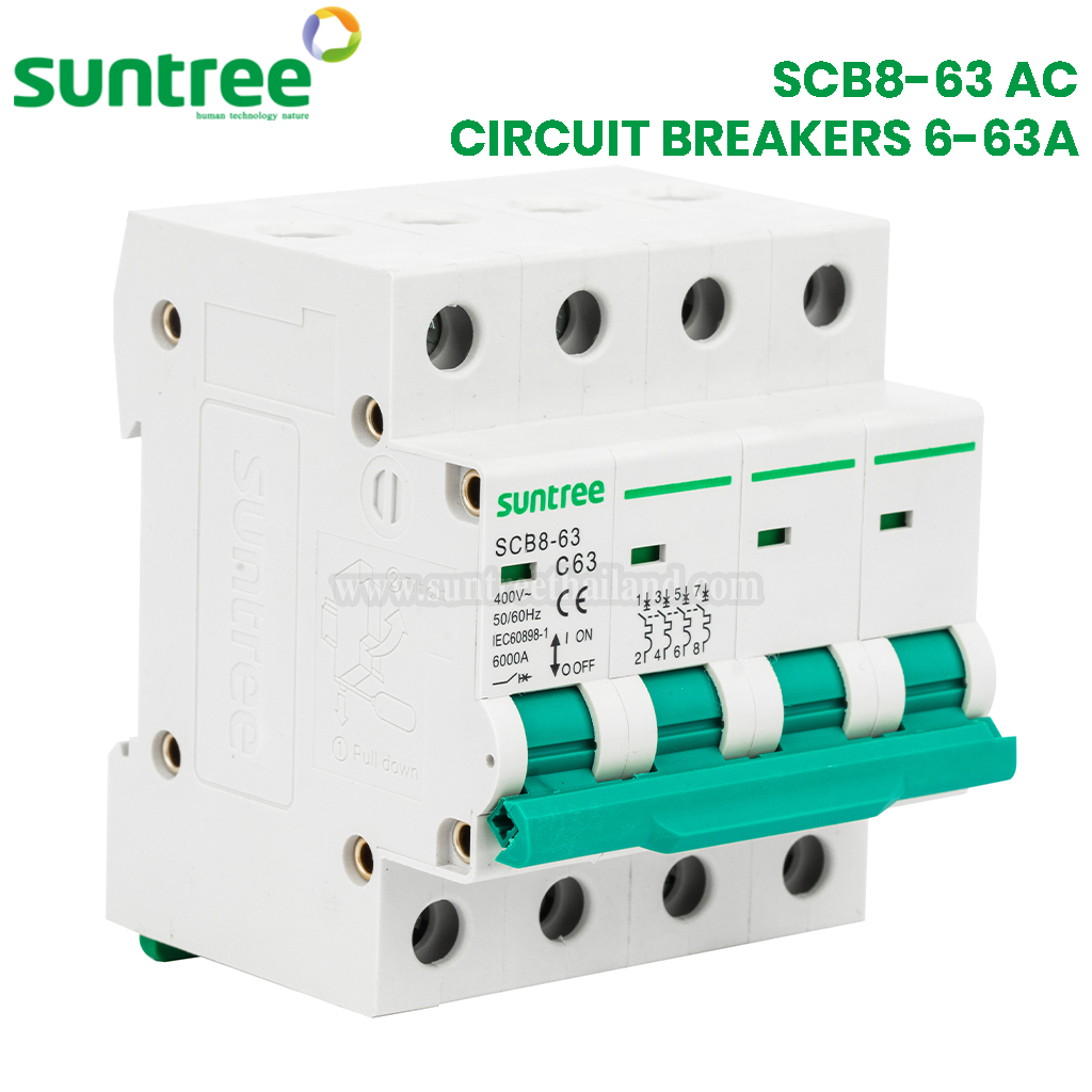Suntree SCB8-63 AC Circuit Breaker MCB 4P 400V ตัวเลือก 32A, 63A, เบรกเกอร์ DC เบรกเกอร์โซล่า ...